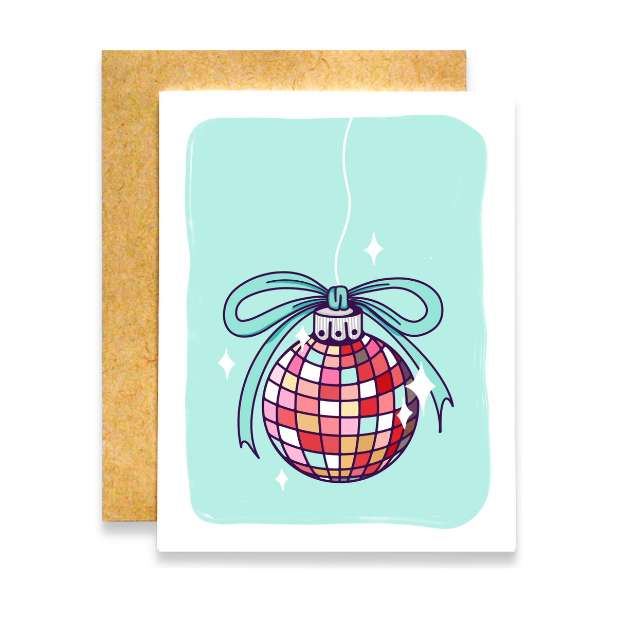Disco Ball Ornament Card – Raven + Unicorn